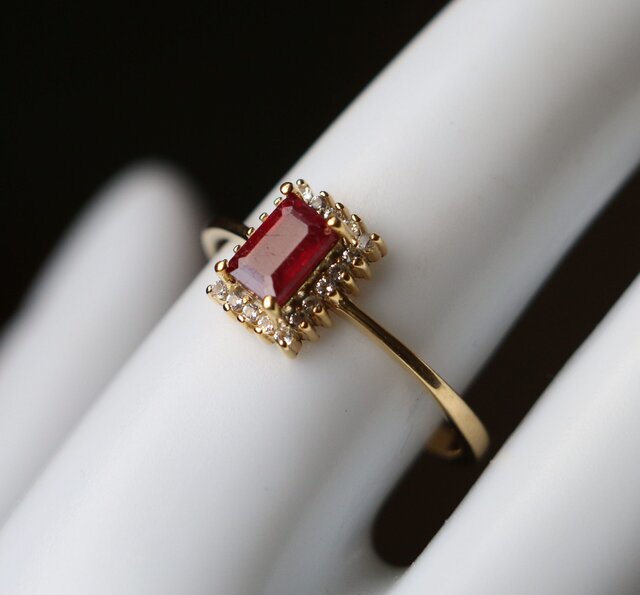 アンティークスタイル＊天然ルビー 指輪＊19号 GP | iichi 日々の暮らしを心地よくするハンドメイドやアンティークのマーケットプレイス