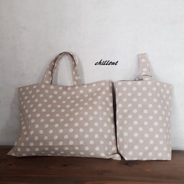 【ソフトリネン】入園バッグ5点セット：ドット：ベージュ【0467】 | iichi ハンドメイド・クラフト作品・手仕事品の通販