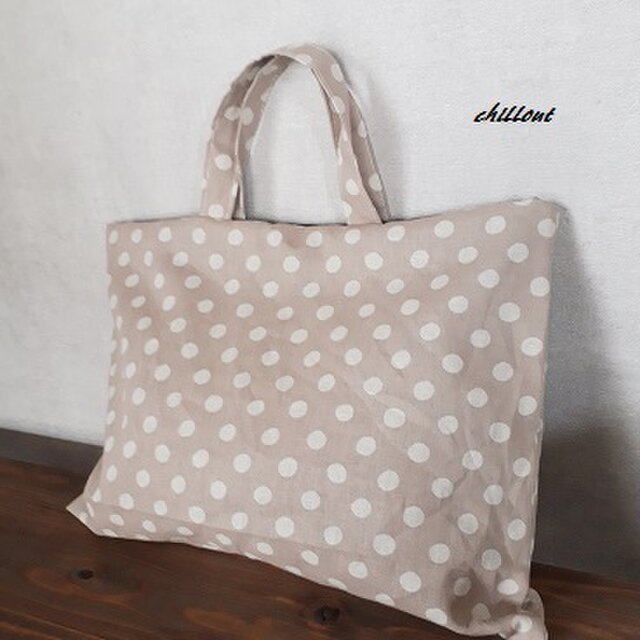 【ソフトリネン】入園バッグ5点セット：ドット：ベージュ【0467】 | iichi ハンドメイド・クラフト作品・手仕事品の通販