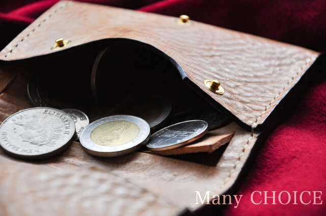 イタリアンバケッタレザー・アラスカ・コンパクト2つ折り財布（ナチュラル） | iichi 日々の暮らしを心地よくするハンドメイドやアンティークのマーケットプレイス