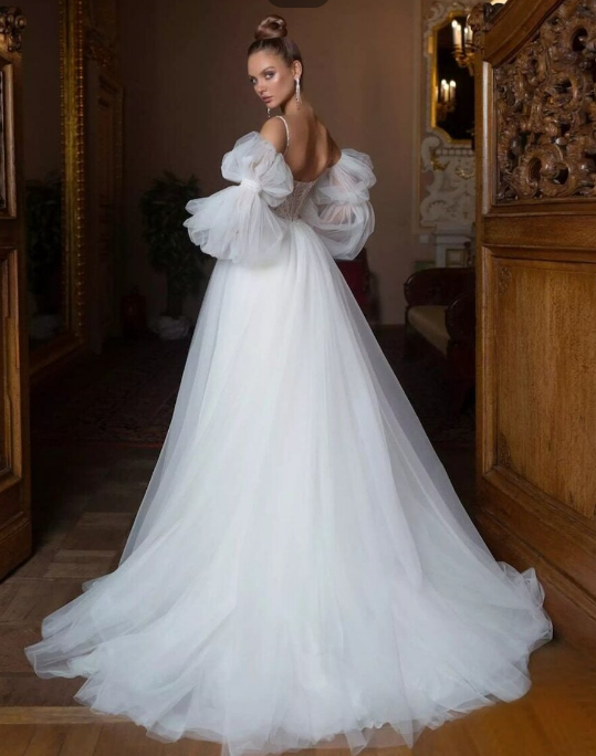 取り外し袖 ソフトチュール 色直し 長袖 披露宴/結婚式 オフホワイト パフスリーブ | iichi ハンドメイド・クラフト作品・手仕事品の通販