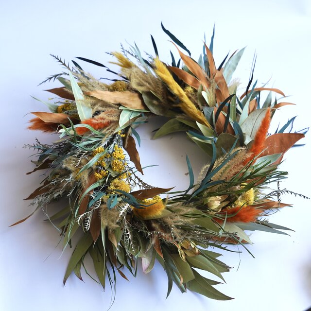 グラビアオレンジリース large | iichi ハンドメイド・クラフト作品・手仕事品の通販