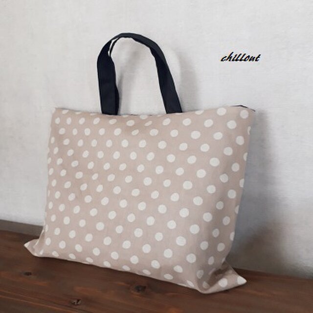 【ソフトリネン】入園バッグ5点セット：ドット：ベージュ【0472】 | iichi ハンドメイド・クラフト作品・手仕事品の通販
