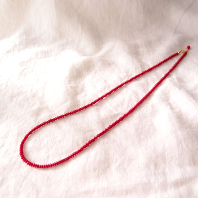Red Choral Necklace【K14gf・受注制作】レッドコーラル ネックレス／60cm（abacus ball） | iichi ハンドメイド・クラフト作品・手仕事品の通販