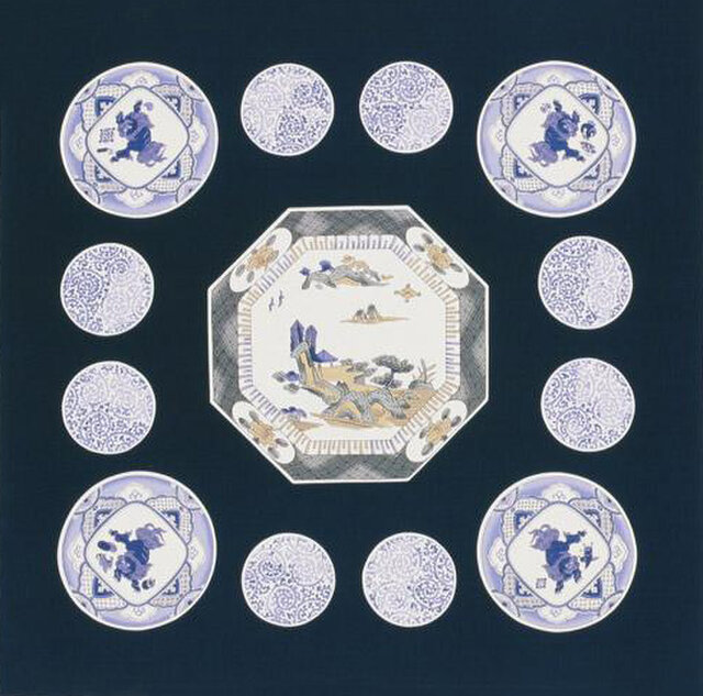 風呂敷 包み 木綿 ふろしき 額取絵皿 京都 綿100％ 105cm幅 贈り物 | iichi 日々の暮らしを心地よくするハンドメイドやアンティークのマーケットプレイス