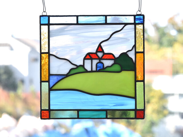 ステンドグラス ミニパネル 海の見える丘 15cm | iichi ハンドメイド・クラフト作品・手仕事品の通販