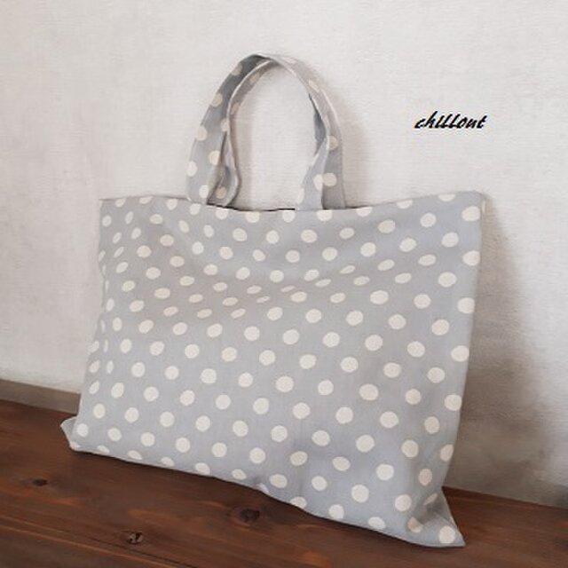 【ソフトリネン】入園バッグ5点セット：ドット：ブルーグレー【0477】 | iichi ハンドメイド・クラフト作品・手仕事品の通販