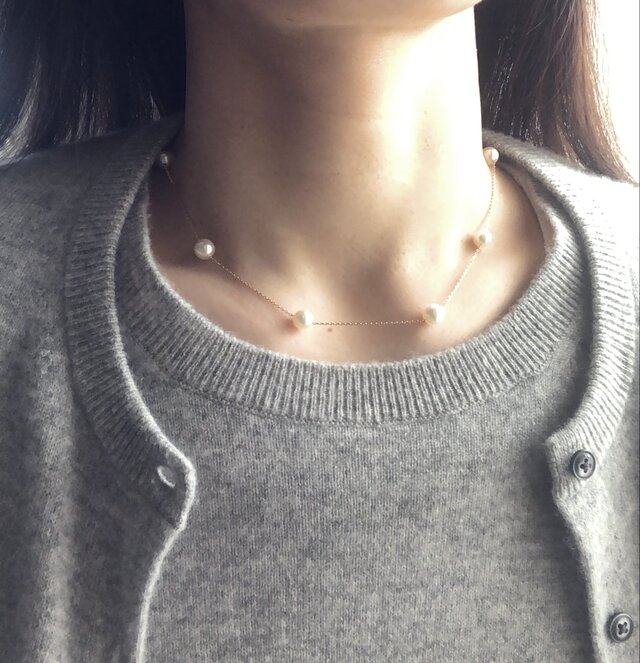 高品質あこや ステーションネックレス ct | iichi ハンドメイド・クラフト作品・手仕事品の通販