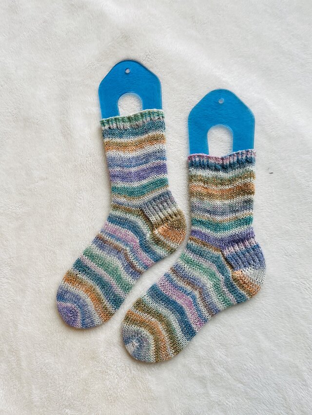 No.1072 手編み靴下COOL WOOL7753 | iichi ハンドメイド・クラフト作品・手仕事品の通販