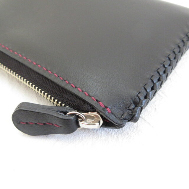 《牛革》L字ファスナーロングウォレット・ブラックシュリンク・062 | iichi ハンドメイド・クラフト作品・手仕事品の通販