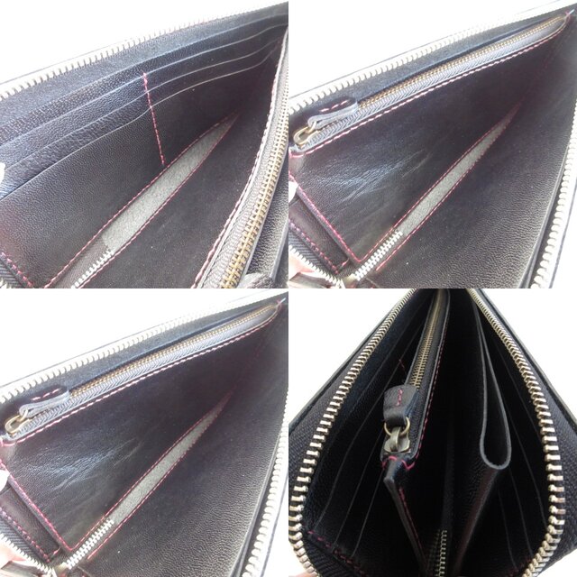 《牛革》L字ファスナーロングウォレット・ブラックシュリンク・062 | iichi ハンドメイド・クラフト作品・手仕事品の通販