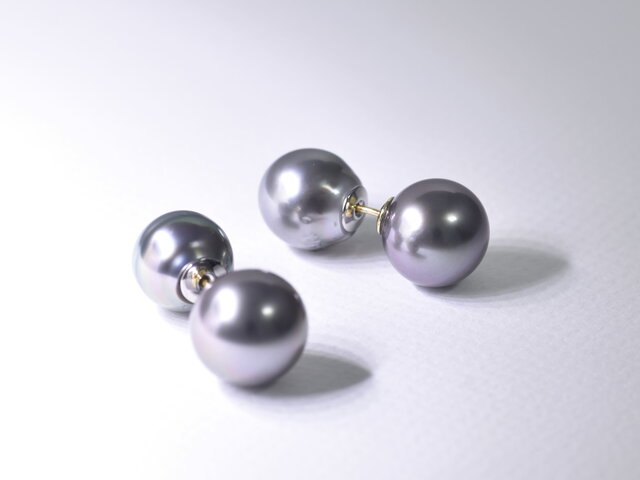 BlackPearl / k18YG Pierce 【Studs pierce】 | iichi ハンドメイド・クラフト作品・手仕事品の通販