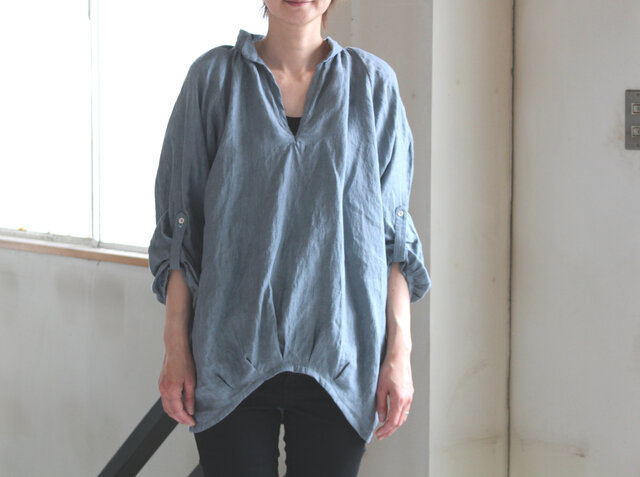 [春カラー]ラグランチュニック リネン frech linen100% | iichi 日々の暮らしを心地よくするハンドメイドやアンティークのマーケットプレイス