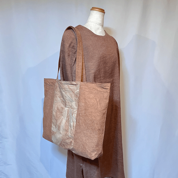 柿渋染め どこでもビッグエコバッグ23020 | iichi ハンドメイド・クラフト作品・手仕事品の通販