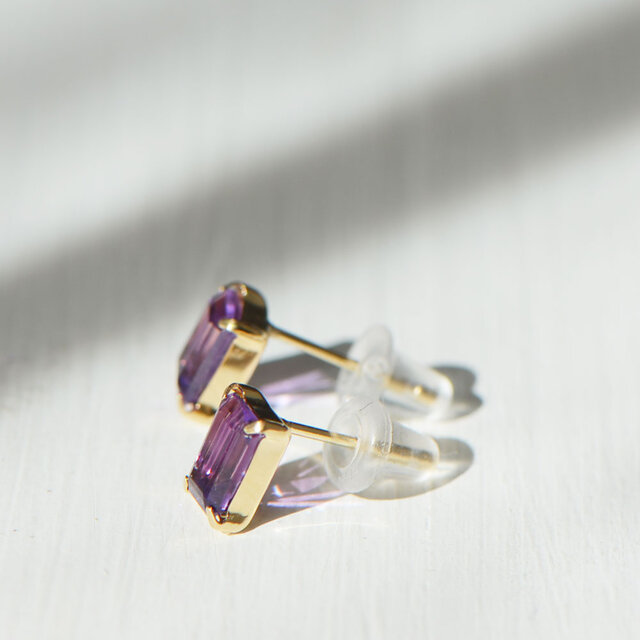 K18 アメシスト ピアス CB040BS | iichi ハンドメイド・クラフト作品・手仕事品の通販