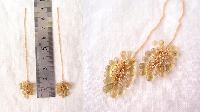 【K14gf】Bunch・アメリカンピアス／Yellow Sapphire | iichi ハンドメイド・クラフト作品・手仕事品の通販