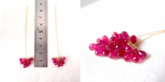 【K14gf】Bunch・アメリカンピアス／Ruby | iichi ハンドメイド・アンティーク・食品・ギフト・手作り