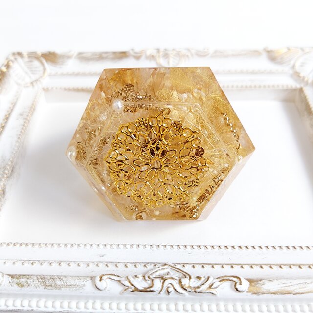 オルゴナイト ダイヤモンドカット六角錐 シトリン ルチルクォーツ 金運 975 | iichi ハンドメイド・クラフト作品・手仕事品の通販