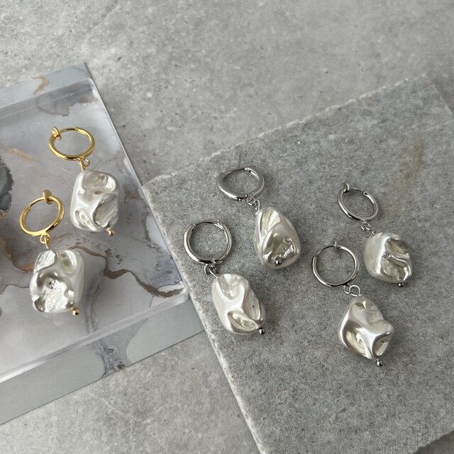 [ ゴールド ] [ イヤリング変更可能 ] gold & natural shell perl | iichi ハンドメイド・クラフト作品・手仕事品の通販