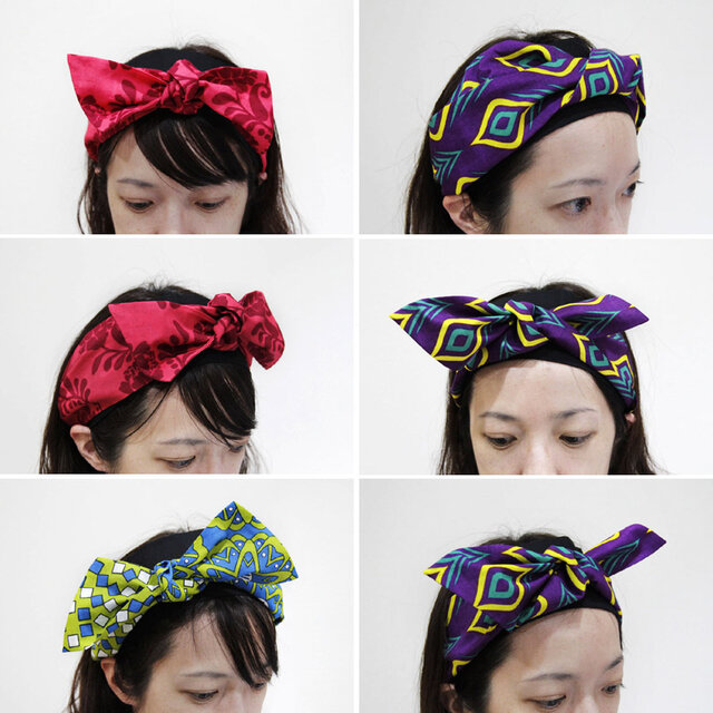 カンガのリボンターバン｜幅広ボリューム / アフリカ布ターバン | iichi ハンドメイド・クラフト作品・手仕事品の通販