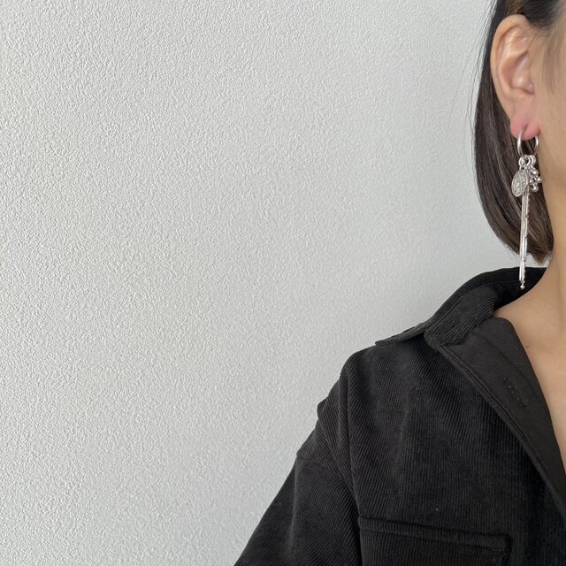[ イヤリング変更可能 ] silver & long chain pierce earring | iichi ハンドメイド・クラフト作品・手仕事品の通販