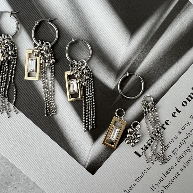 [ イヤリング変更可能 ] silver & gold chain pierce earring | iichi ハンドメイド・クラフト作品・手仕事品の通販