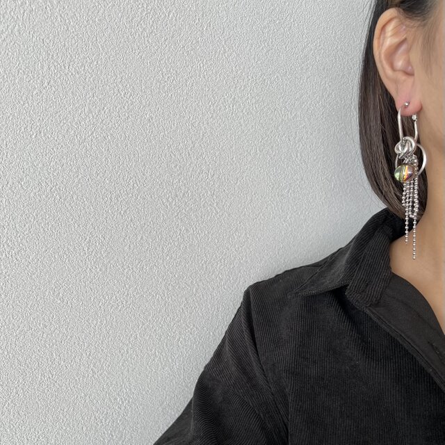 [ イヤリング変更可能 ] silver & rainbow stone pierce earring | iichi ハンドメイド・クラフト作品・手仕事品の通販