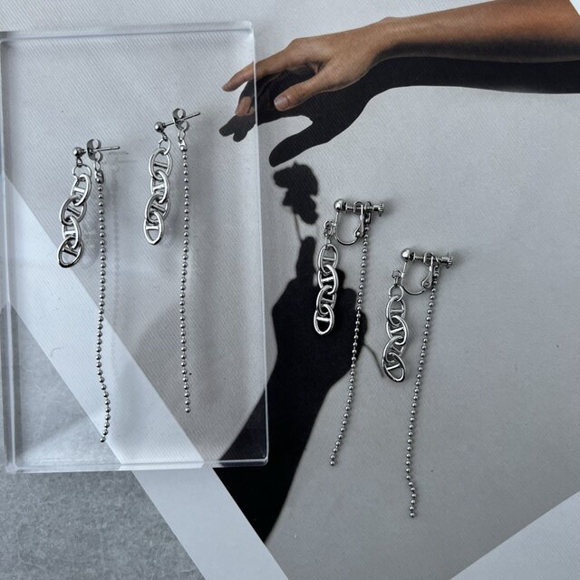 [ イヤリング変更可能 ] silver & anchor chain pierce earring | iichi ハンドメイド・クラフト作品・手仕事品の通販