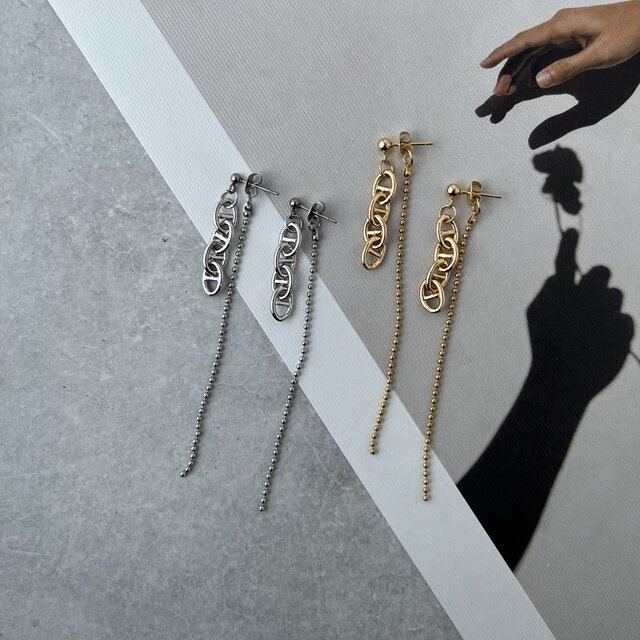 [ イヤリング変更可能 ] silver & anchor chain pierce earring | iichi ハンドメイド・クラフト作品・手仕事品の通販