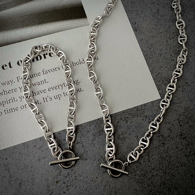 [ 長さ変更可能 ] silver & anchor chain bracelet | iichi ハンドメイド・クラフト作品・手仕事品の通販