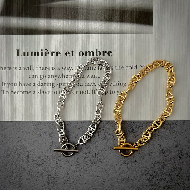 [ 長さ変更可能 ] gold & anchor chain bracelet | iichi ハンドメイド・クラフト作品・手仕事品の通販