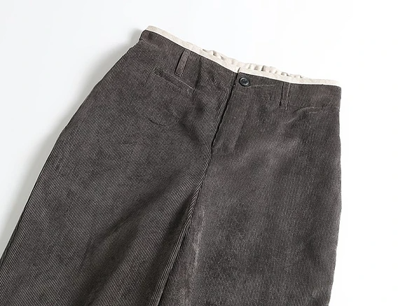 ★サンプルセール 1点のみ★理想型ニュアンス コーデュロイ パンツ 九分丈 ダークグレー1204-3 | iichi ハンドメイド・クラフト作品・手仕事品の通販