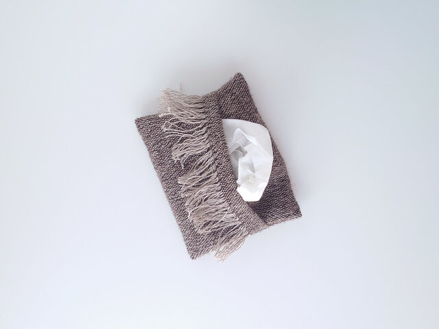 pocket tissues case # Linen & Wool 濃色 | iichi ハンドメイド・クラフト作品・手仕事品の通販