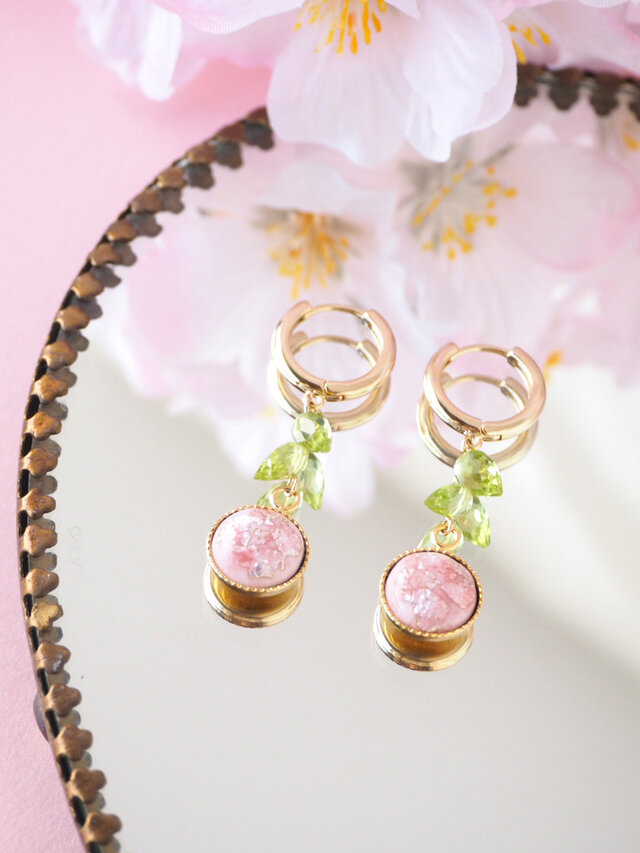 七宝焼 Sakura フープピアス | iichi ハンドメイド・クラフト作品・手仕事品の通販