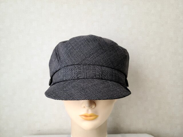 魅せる帽子☆ピンタックとボタンがポイント♪サマーウールのキャスケット～グレンチェック | iichi ハンドメイド・クラフト作品・手仕事品の通販