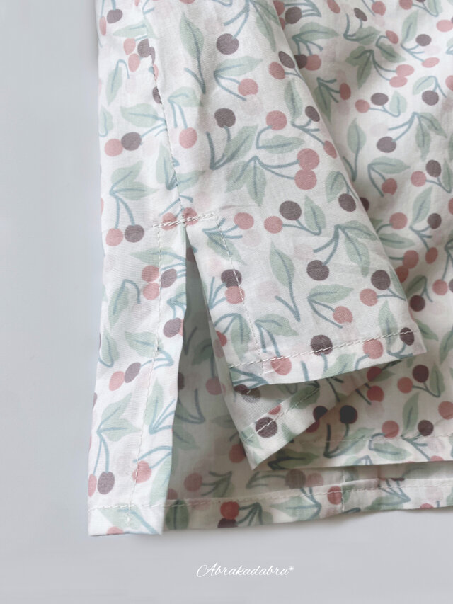 Liberty Cherry Dropドロップショルダー・バルーンスリーブシャツ(大人） | iichi ハンドメイド・クラフト作品・手仕事品の通販