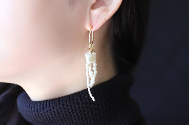 【取り外し可能！】4-stlye淡水パールイヤリング (#972) | iichi 日々の暮らしを心地よくするハンドメイドやアンティークのマーケットプレイス