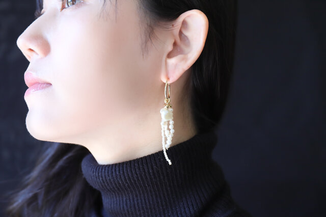 【取り外し可能！】4-stlye淡水パールイヤリング (#972) | iichi 日々の暮らしを心地よくするハンドメイドやアンティークのマーケットプレイス