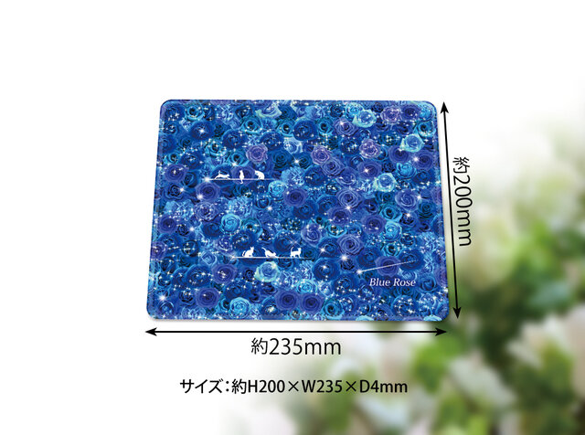 マウスパッド【Blue Rose（白猫プラスバージョン）】（名入れ可） | iichi 日々の暮らしを心地よくするハンドメイドやアンティークのマーケットプレイス