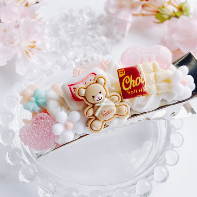 CANDY POP お菓子のヘアクリップ sakura スイーツデコ フェイクスイーツ | iichi ハンドメイド・クラフト作品・手仕事品の通販