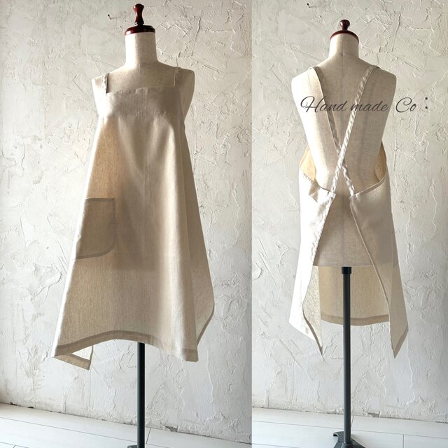 New arrival エプロン ショートサイズ : : 無漂白 kinariリネン | iichi ハンドメイド・クラフト作品・手仕事品の通販