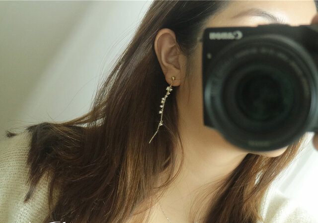 20粒淡水パールロングチェーンピアス・イヤリング | iichi ハンドメイド・クラフト作品・手仕事品の通販