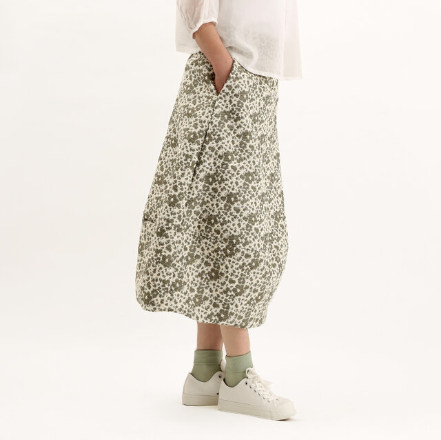 #419バルーンスカート(フランスジャガード緑) | iichi 日々の暮らしを心地よくするハンドメイドやアンティークのマーケットプレイス