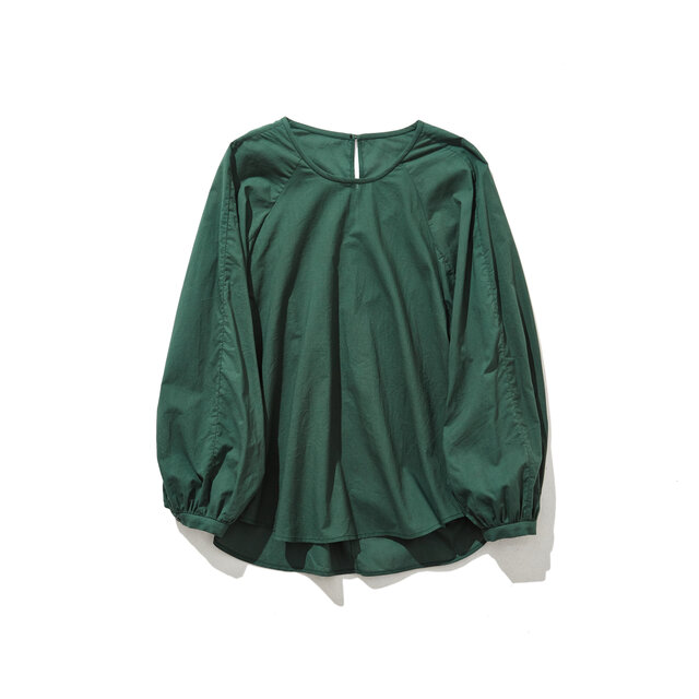 やさしい風合い漂う 長袖ブラウス コットン100％ 濃緑 230215-4 | iichi ハンドメイド・クラフト作品・手仕事品の通販