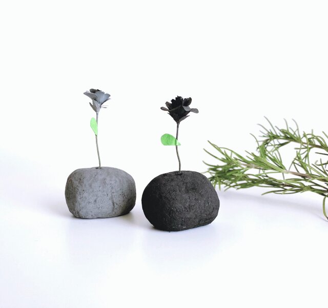 炭団オブジェ 黒＋グレー（灰） | iichi ハンドメイド・クラフト作品・手仕事品の通販