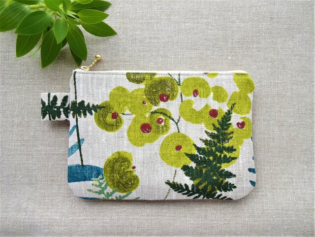 ＊フランス生地＊リネンフラットポーチ＊ボタニカル1＊ファスナー18cm＊mfta＊ | iichi ハンドメイド・クラフト作品・手仕事品の通販