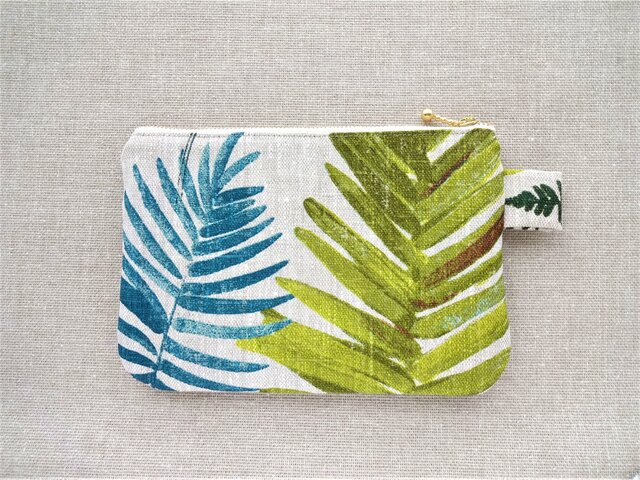 ＊フランス生地＊リネンフラットポーチ＊ボタニカル1＊ファスナー18cm＊mfta＊ | iichi ハンドメイド・クラフト作品・手仕事品の通販
