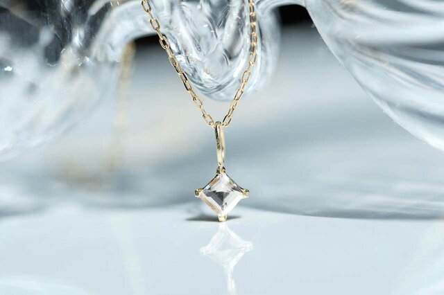 【送料無料】K18 インペリアルトパーズ スクエアカット スライドチェーンネックレス 45cm | iichi ハンドメイド・クラフト作品・手仕事品の通販