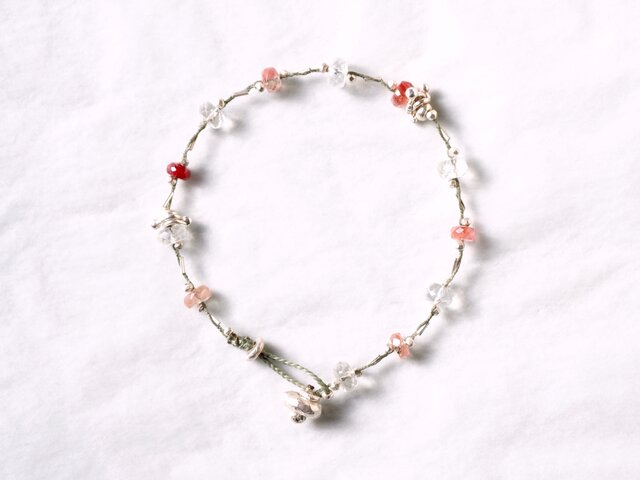 "アンデシンx ムーンストーン" ブレスレット silver950 | iichi ハンドメイド・クラフト作品・手仕事品の通販