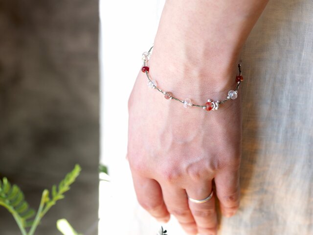 "アンデシンx ムーンストーン" ブレスレット silver950 | iichi ハンドメイド・クラフト作品・手仕事品の通販